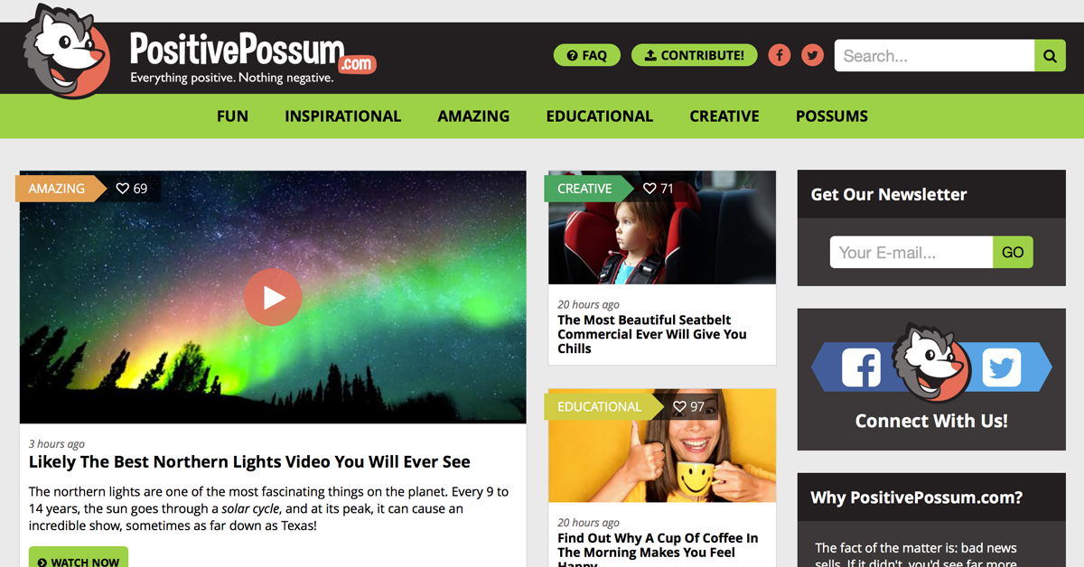 PositivePossum.com | Everything positive. Nothing negative.